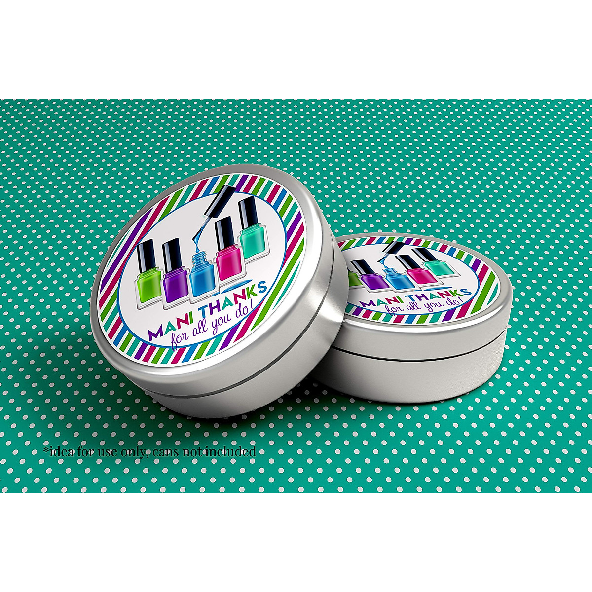 “Mani Thanks” Teacher, Staff, or Employee Appreciation Thank You Sticker Labels, 40 2" Party Circle Stickers by AmandaCreation, Great for Envelope Seals & Gift Bags