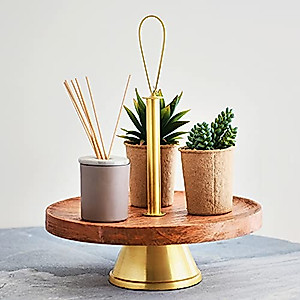 Creative Co-Op Elegant Modern, Cake Desert Serve Ware Stand, Natural & Gold Tiered Tray, Natural and Gold