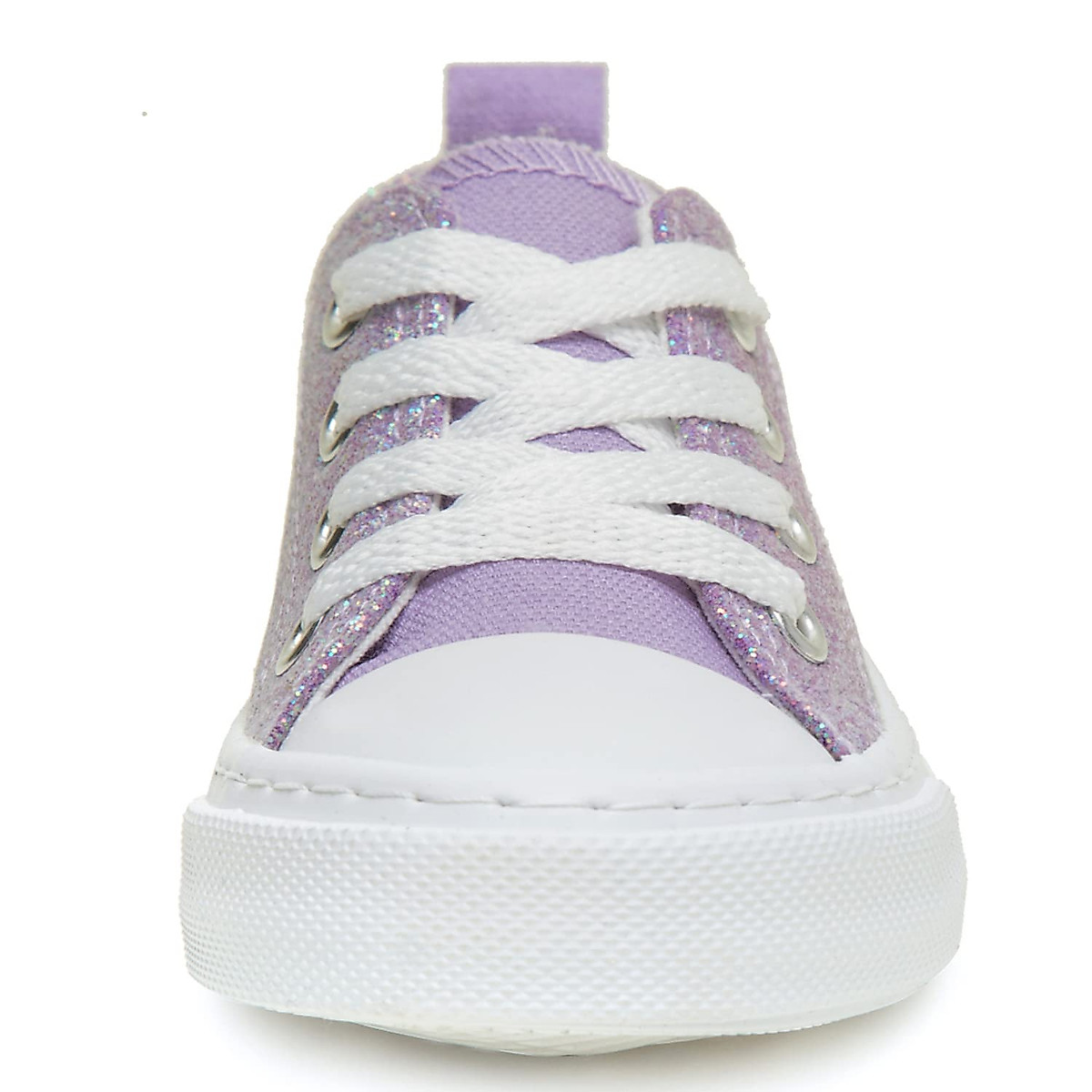 Toandon Girls Kids Sneakers Glitter Sequins Canvas Shoes Toddler Child Glitter Sparkle Low Top Lace Up Non Slip Lightweight Walking Outdoor Purple Size 2