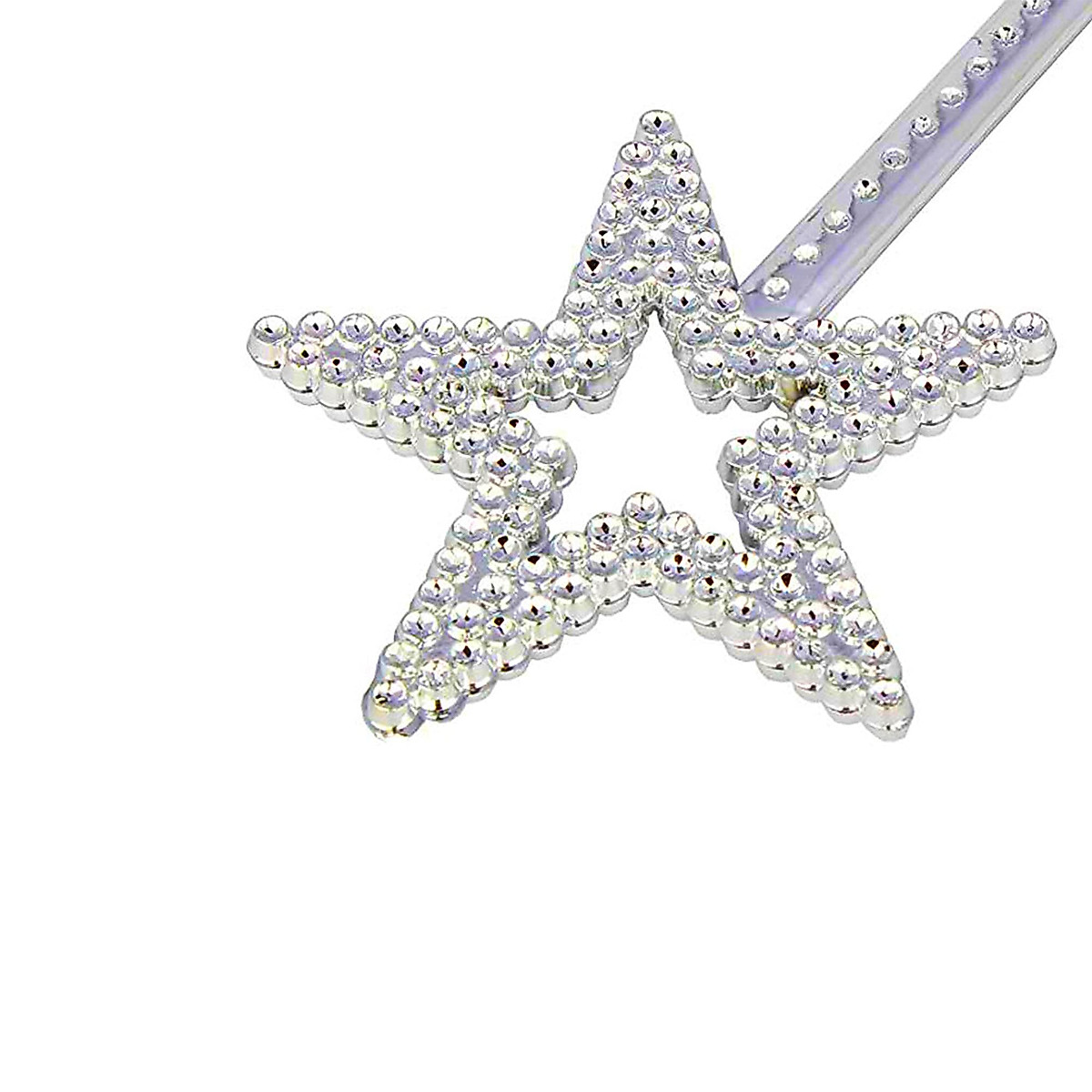 MYUBWTF Silver 13 Inches Star Wand Elf baton, Angel Star Magic Wand, Silver Fairy Princess Plating, Silver Stars Stick