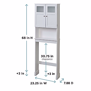 Zenna Home Over-the-Toilet Spacesaver, with 2 Glass Doors, Bathroom Storage, Espresso, White