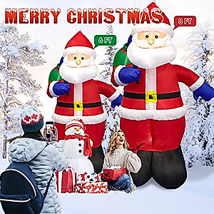 8FT Tall Christmas Santa Inflatables Outdoor Decorations, Inflatable Santa Claus with Gift Bag Built-in LED Lights Blow Ups Yard Decoration Décor for Holiday Xmas Party Indoor Garden Lawn Patio