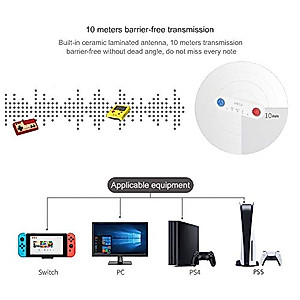 DRILI Bluetooth Adapter for Switch/Lite, Equipped with 3.5mm MIC, Support Dual Connections, Compatible with Switch/Lite, PS4, PC, Laptops