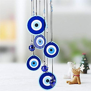 Blue Evil Eye Hanging Decoration Ornament Metal Wind Chimes for Home Garden Decoration (Evil Eyes)