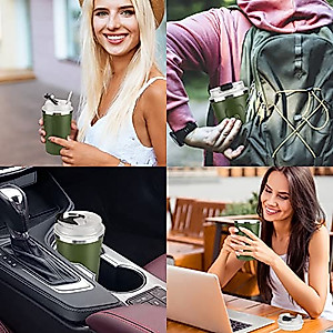 EPOGG 12oz Ceramic Travel Mug, Insulated Coffee Cup with Leakproof Lid & Straw, Vacuum Ceramic + Stainless Steel Double Walled Reusable Coffee Tumbler Portable Car Cup for Hot and Cold Drinks (Red)