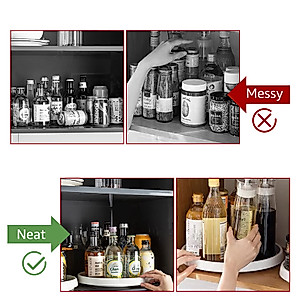 FVIEXE 6PCS Non-Skid Cabinet Lazy Susan Turntable 10 Inch, 360 Degree Rotating Kitchen Spice Rack Spinning Lazy Susan Turntable Organizer, Pantry Countertop Vanity Bathroom Display Stand White/Gray