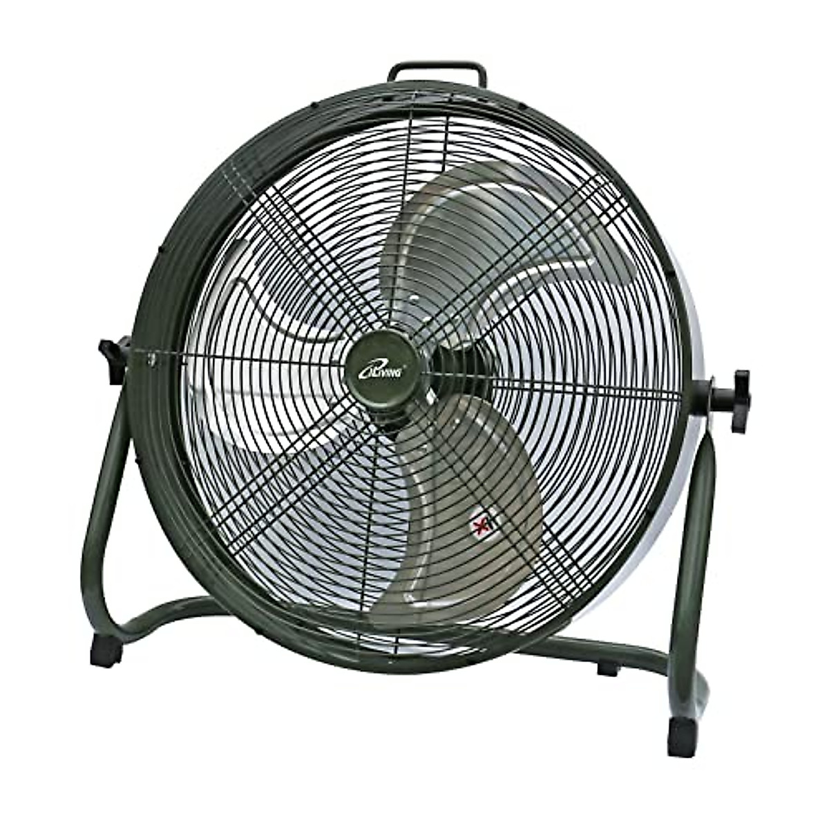 iLiving 18" Rechargeable Battery Operated Camping Floor Fan, High Velocity Portable Outdoor Fan with Metal Blade, With Built-in Lithium Battery for Whole Day Usage, 18 Inches, Military Green