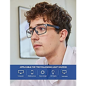 ANYLUV Blue Light Blocking Glasses Men Computer Gaming Glasses Rectangle Metal frame Anti Eyestrain UV400 Clear Lens