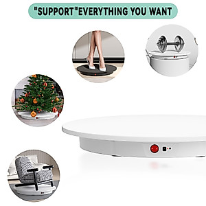 JAYEGT Motorized Rotating Display Stand, 360 Degree Electric Rotating Potography Turntable for Products Display，Live Video Show, Remote Control Angle, Speed (White/23.6Inch/330Lbs Load/Wired)