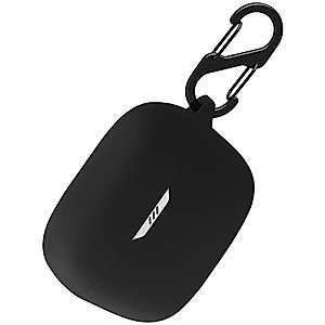 Geiomoo Silicone Carrying Case Compatible with JBL Tune 230NC TWS, Portable Scratch Shock Resistant Cover with Carabiner (Black)