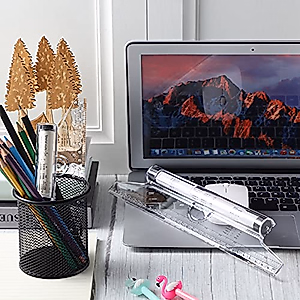 2 Pieces Plastic Measuring Rolling Ruler, Drawing Roller Ruler, Parallel Ruler, Multifunctional Drawing Design Ruler for Measuring, Drafting, Student, School and Office (6 Inch, 12 Inch)