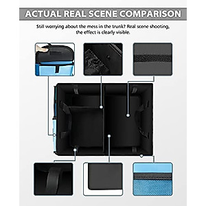 MIKKUPPA Car Trunk Organizer - Collapsible Trunk Organizer for Car Sturdy Trunk Storage Organizers Car Trunk Organizer with Lid, for SUV Truck Van with Adjustable Straps and Non Slip Bottom (Blue)