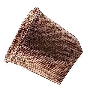Zerodeko Trash Can Straw Woven: Wastebasket Bedroom Trash Can 24X24 Office Small Garbage Cans Wicker Waste Basket Countertop Trash Container for Home Office Coffee