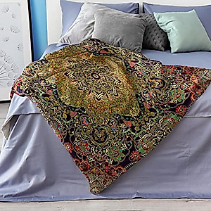Throw Blanket Lightweight Microfiber Fleece Blanket,Paisley Floral Mandela,Soft Cozy 59.0x78.7 Bed Blankets