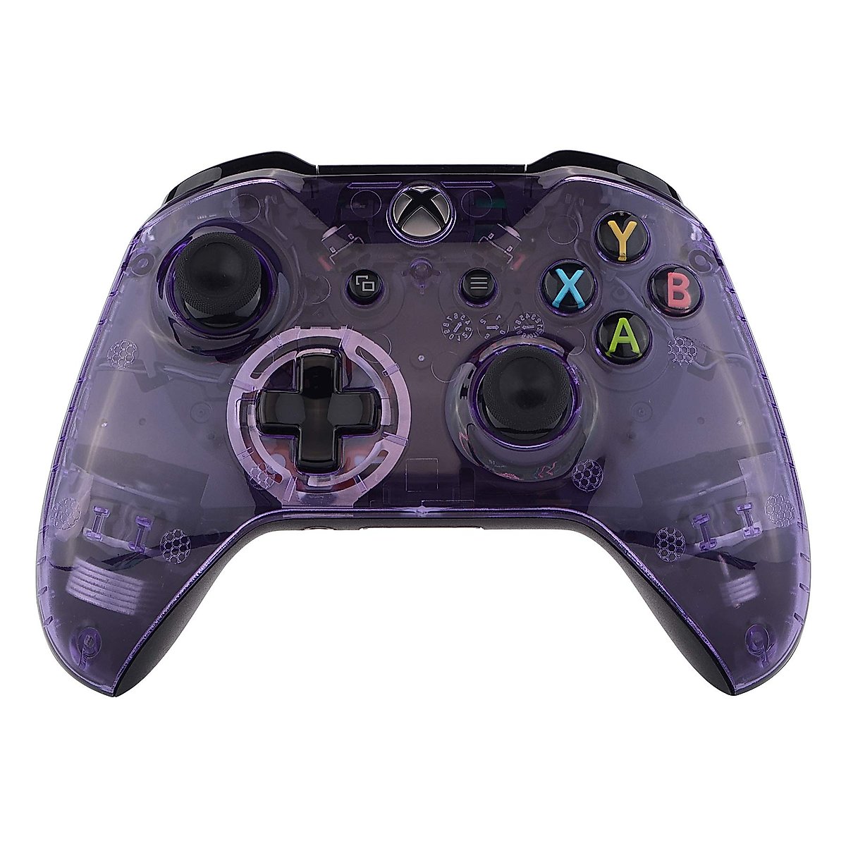 eXtremeRate Transparent Crystal Clear Atomic Purple Faceplate Cover for Xbox One Wireless Controller (Model 1708), Custom Case Front Housing Shell for Xbox One S X Controller - Controller NOT Included