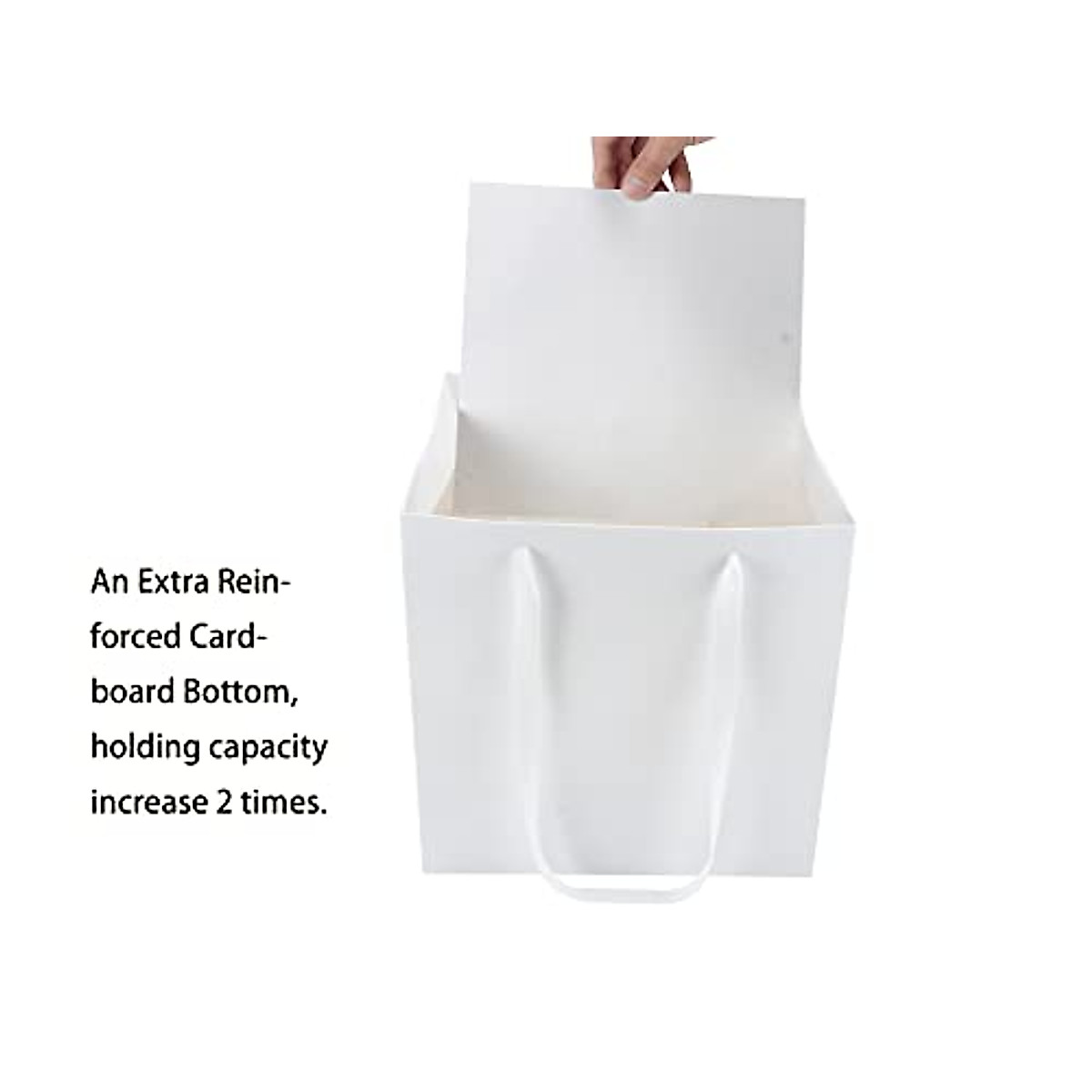 HUAPRINT White Paper Bags with Handles,Gift Bags Bulk 12 Pack,10x10x10inch Large Square Size,Paper Shopping Bags, Kraft, Party, Favor, Birthday,Goody, Take-Out, Merchandise, Retail Bags