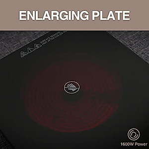 KOCONIC 1600W Infrared Single Burner,Hot Plates for cooking,8 Power Levels＆24 Hours Setting,7.8 Inch Ceramic Glass Portable Electric Stove for Home Cooking