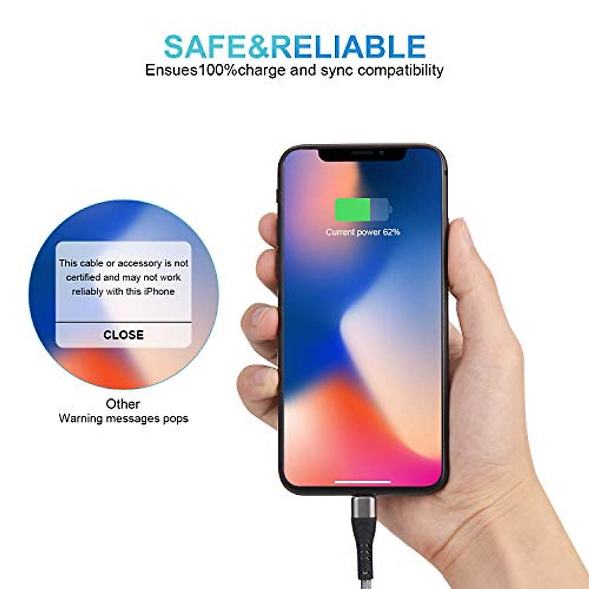 4Pack【Apple MFi Certified 】 Long iPhone Charger Cord, iPhone Charger 10 ft, iPhone Charger Cable Compatible with iPhone 14/13/12/11/11Pro/11Max/ X/XS/XR/XS Max/8/7/6/5S/SE/iPad Mini，More