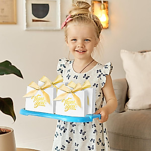 DECHISY 60 Pack Small Thank You Gift Bags, 4.5x1.8x3.9 Inch Mini Gift Bags with Ribbon, Baby Shower Favor Bags, White Thank You Bags, Party Favor Bags for Candy, Wedding, Bridal Showers, Birthday