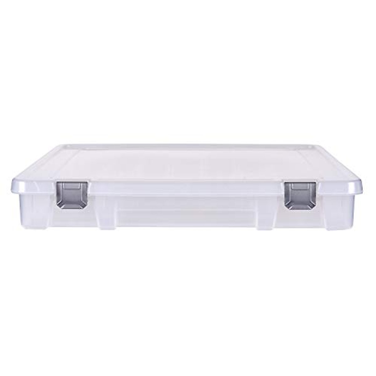 AB Designs 9101ABD Super Satchel Slim with Removable Dividers, Stackable Home Storage Organization Container, Clear with Silver Latches