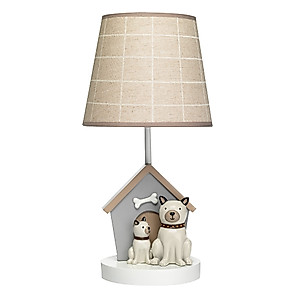 Lambs & Ivy Bow Wow Gray/Beige Dogs/Puppies Nursery Lamp with Shade & Bulb