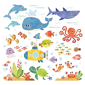 DECOWALL DS-8009 Sea Adventure Kids Wall Stickers Wall Decals Peel and Stick Removable Wall Stickers for Kids Nursery Bedroom Living Room (Small) d?cor