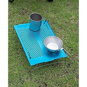 iClimb Mini Solo Folding Table Ultralight Compact for Backpacking Camping Hiking Beach Picnic (Blue - S)