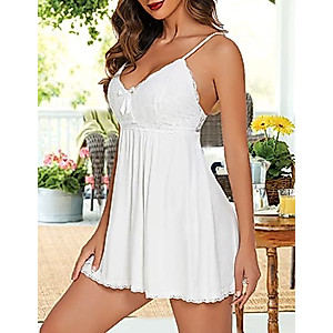 Avidlove Womens Sexy Sleepwear Lace Chemise Nightgown Sexy Womens Nightie Honeymoon Lingerie (White,L)