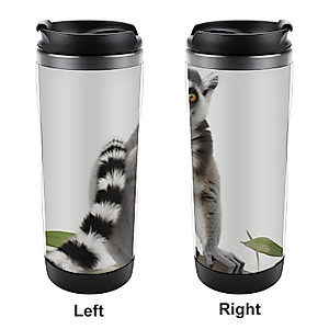 NTVOWPZO Travel Mug Tailed Lemur Coffee Cup Reusable Insulated Tumbler with Lid Travel Coffee Mug Stainless Steel Insulated Coffee Tumbler for Coffee Tea And Drinks