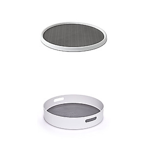 Copco 255-0186 Non-Skid Pantry Cabinet Lazy Susan Turntable, 18-Inch, White/Gray - 2555-0186 and Copco Non-Skid Under-Sink Pantry Cabinet Kitchen Organizer, 18-Inch, White/Gray 2