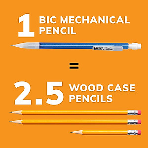 BIC Xtra-Sparkle Number 2 Mechanical Pencils With Erasers, Medium Point (0.7mm), 24-Count Pack, Cute Mechanical Pencils For Girls, Boys and Adults (MPLP241-BLK)