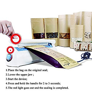 LabZhang 12inch Impulse Bag Sealer,Impulse Heat Sealer,Manual Poly Bag Heat Sealer Heat Seal Closer with 1 Replacement Kit,White