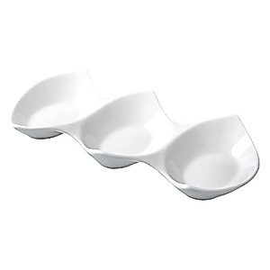 YARNOW 3 Compartment Plates 11 Inches Ceramic Serving Platter 3 Compartment Appetizer Serving Tray White Sauce Plate for Home Use Divided Serving Tray