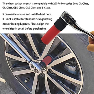 JEUCLEL 17mm Wheel Lock Nut Removal Socket Compatible with Mercedes Benz S Series W221, 1/2" Drive Anti-theft Protective Lug Nut Extractor, Flower Head Design Metal Wheel Nut Sleeve Wrench