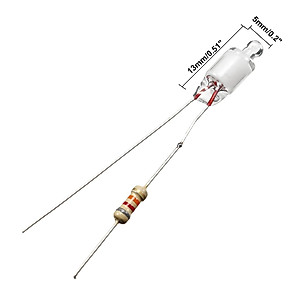 uxcell 50Pcs F5 5x13mm Bright Green Light Neon Light Bulb Indicator Lamp W 82K Resistor 2 Pin Clear Halogen Light Bulb for Closet Landscape Lighting