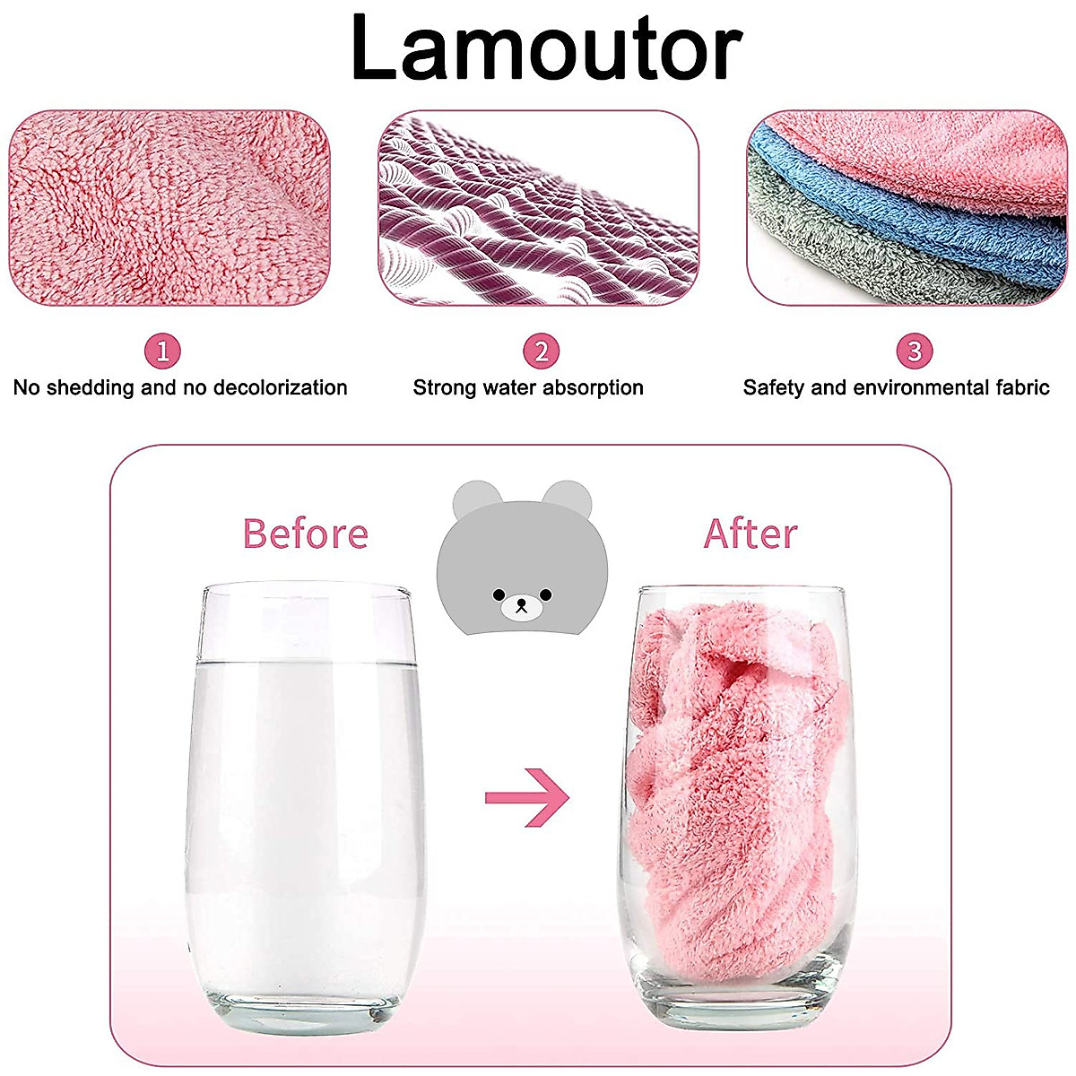 Lamoutor 3Pcs Hair Drying Towel for Kids Girls Soft Absorbent Kids Dry Hair Cap Kids Hair Towel Wrap Head Towel Wraps for Kids