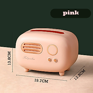 Retro Radio Shape Tissue Cover Box, Practical and Cute for Kitchen,Bathroom Vanity Countertops, Bedroom Dressers,Night Stands, Desks and Tables, Creative Gift (Retro Radio Pink)