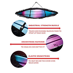 VULKIN Waterproof Kayak Cover, Tarp & Sun Skirt w/UV Protection for Fishing Kayak, Fishing Blind Port Hitch Bag. For Travel, Storage Dust Shield, Carrier w/Sling 9-10ft Black