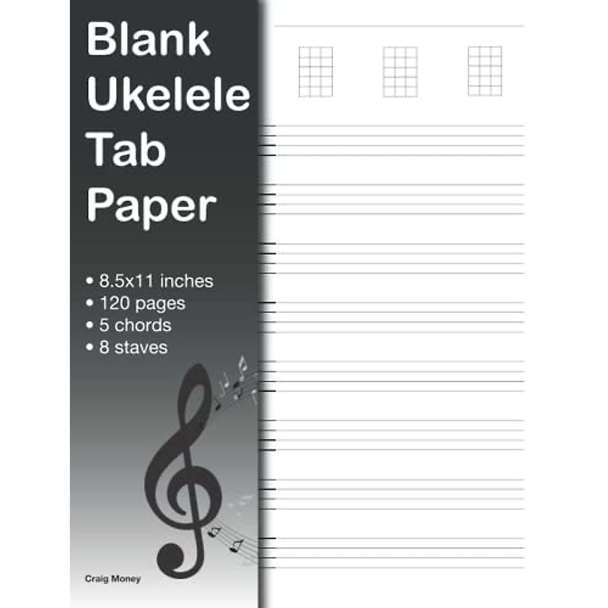 Blank Ukelele Tab Paper: Ukelele Tablature Manuscript Paper With Chord Diagrams