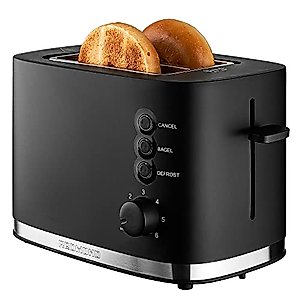 REDMOND Toaster 2 Slice, 1.5" Extra Wide Slots Black Toaster with Reheat, Bagel, Defrost, Cancel Function, 6-Shade Settings, Removable Crumb Tray and High Lift Lever Classic Bread Toaster, 900W