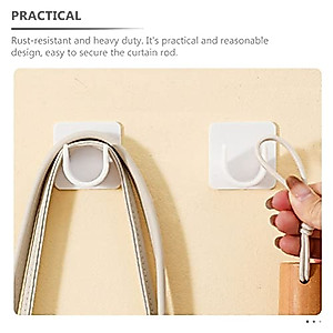XENITE Shower Curtain Pole Holder 4pcs Curtain Pole Bracket Self Adhesive Single Rod Support Holder Heavy Duty Closet Pole Socket End Replacement for Home Bathroom Curtain Rod Hangers Brackets