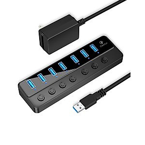 7-Port USB 3.0 Hub, Qeefun 3.0 Powered, USB Adapter USB Extender USB Port Expander USB hub for Laptop, PC, USB Flash Drives, and More ……