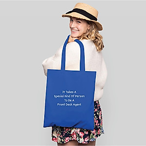 Special Person Gift for Front Desk Agent Receptionist Coworker Humor Navy Black Multicolor Canvas Tote Bag