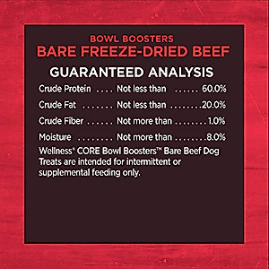 Wellness CORE Bare Bowl Boosters for Dogs, Grain-Free Freeze-Dried Food Mixer Or Topper, Made with Natural Ingredients (Beef, 4-Ounce Bag)