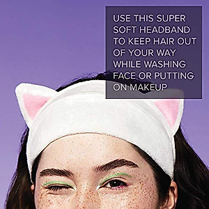 I DEW CARE Face Wash Headband - White Cat | Gift, Spa day, Soft, Cute for Makeup, Shower, Teen Girls Stuff, 1 Count