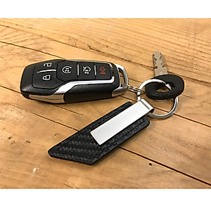 iPick Image Compatible with Honda Civic Carbon Fiber Texture Black PU Leather Strap Key Chain