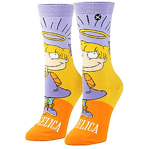 Odd Sox, Nickelodeon Rugrats Cartoon Socks, Angelica, Fun Novelty Women's Crew, Large