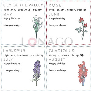 LONAGO Birth Flower Ring Personalized Name Ring Custom Name Stacking Ring Engrave Names Initial Ring for Women