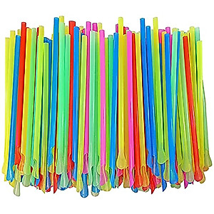 Concession Essentials 8'' Unwrapped Snow Cone Spoon Straw Assorted Bright Colors. Pack of 200ct.