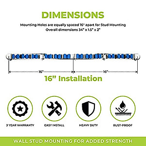 Tool Organizers and Storage 12 Slots and 6 Hooks Wall Mounted Garden Tool Rack, Garden Tool Organizer, Broom Holder Wall Mount, Garage Tool Organization and Storage, Industrial Steel Hooks N Holders